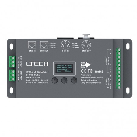 Ltech Led DMX Decoder DC12V -24V input;6A*5CH Max 30A 720W output RGB ...