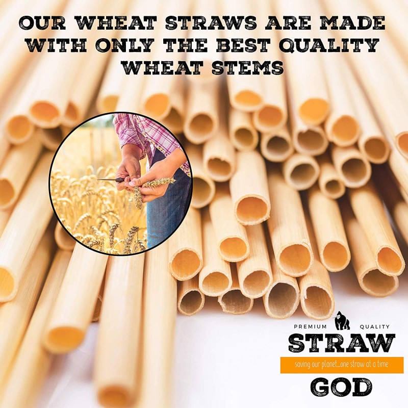 100pcs 20cm Disposable Wheat Straw Eco-Friendly Natural Wheat Drinking ...