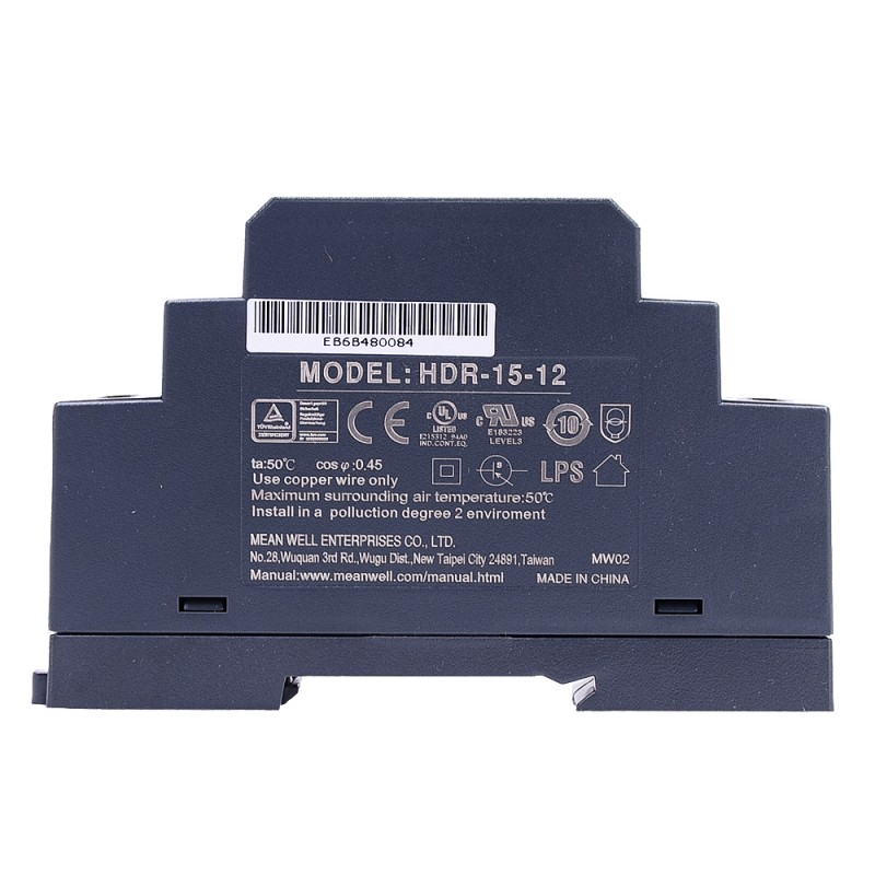 Mean Well HDR-15-5 DC 5V 2.4A 12W meanwell Ultra Slim Step Shape DIN ...
