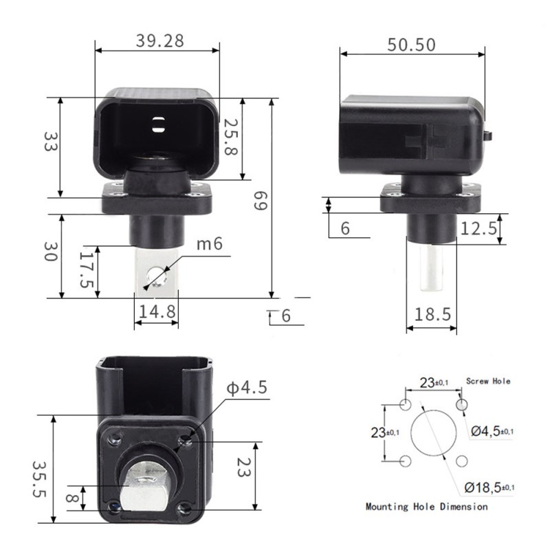 2PCS 200A All-copper Lithium Battery Post High-current Copper Terminal ...