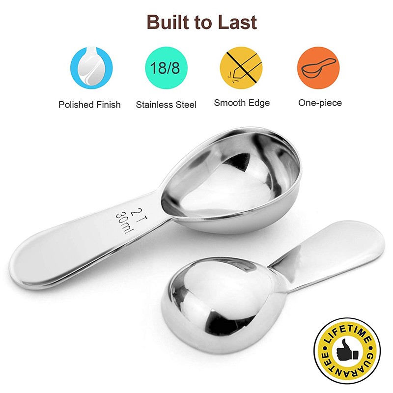 Measuring Scoop Spoon Stainless Steel Coffee Scoop Long Handled Metal ...
