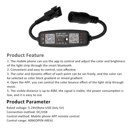 WS2811 WS2812B RGB LED Controller Bluetooth Music USB 5V 12V DC 24V ...
