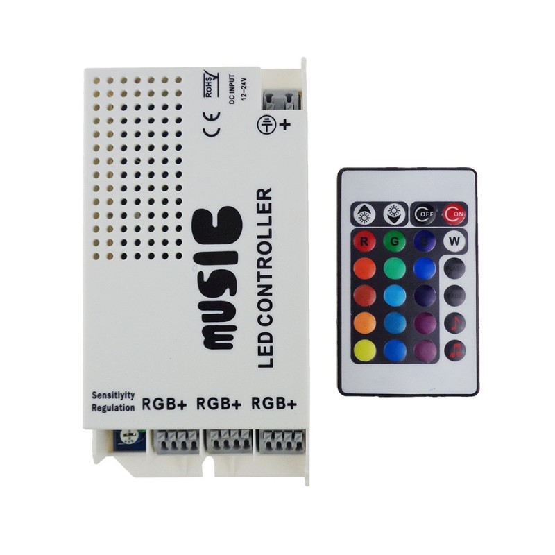 12V 24V RGB Controller LED Music Sound Control Wireless IR Remote Control